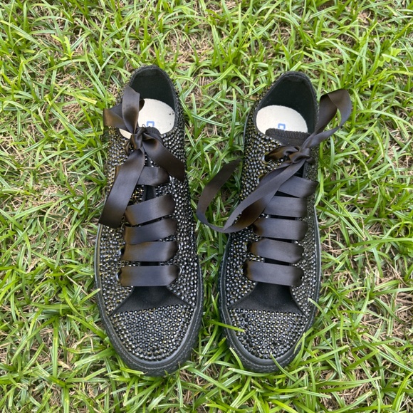 Converse | Shoes | Custom Black Bejeweled Converse | Poshmark